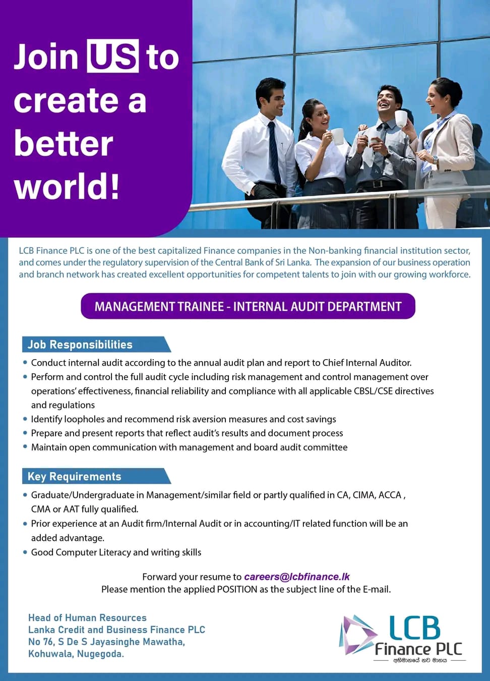 Management Trainee Internal Audit - Jobseeker.lk