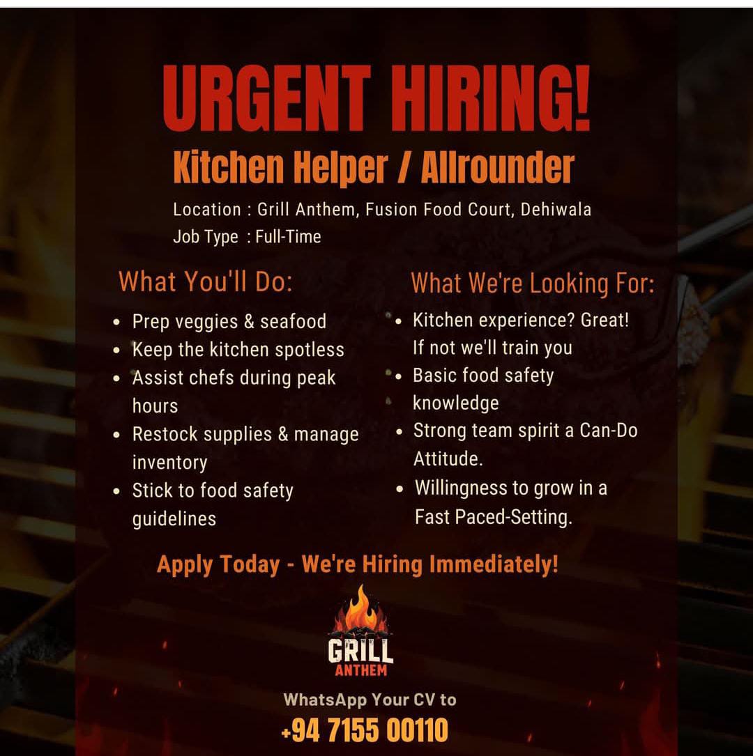 Kitchen Helper/ All-round - Jobseeker.lk