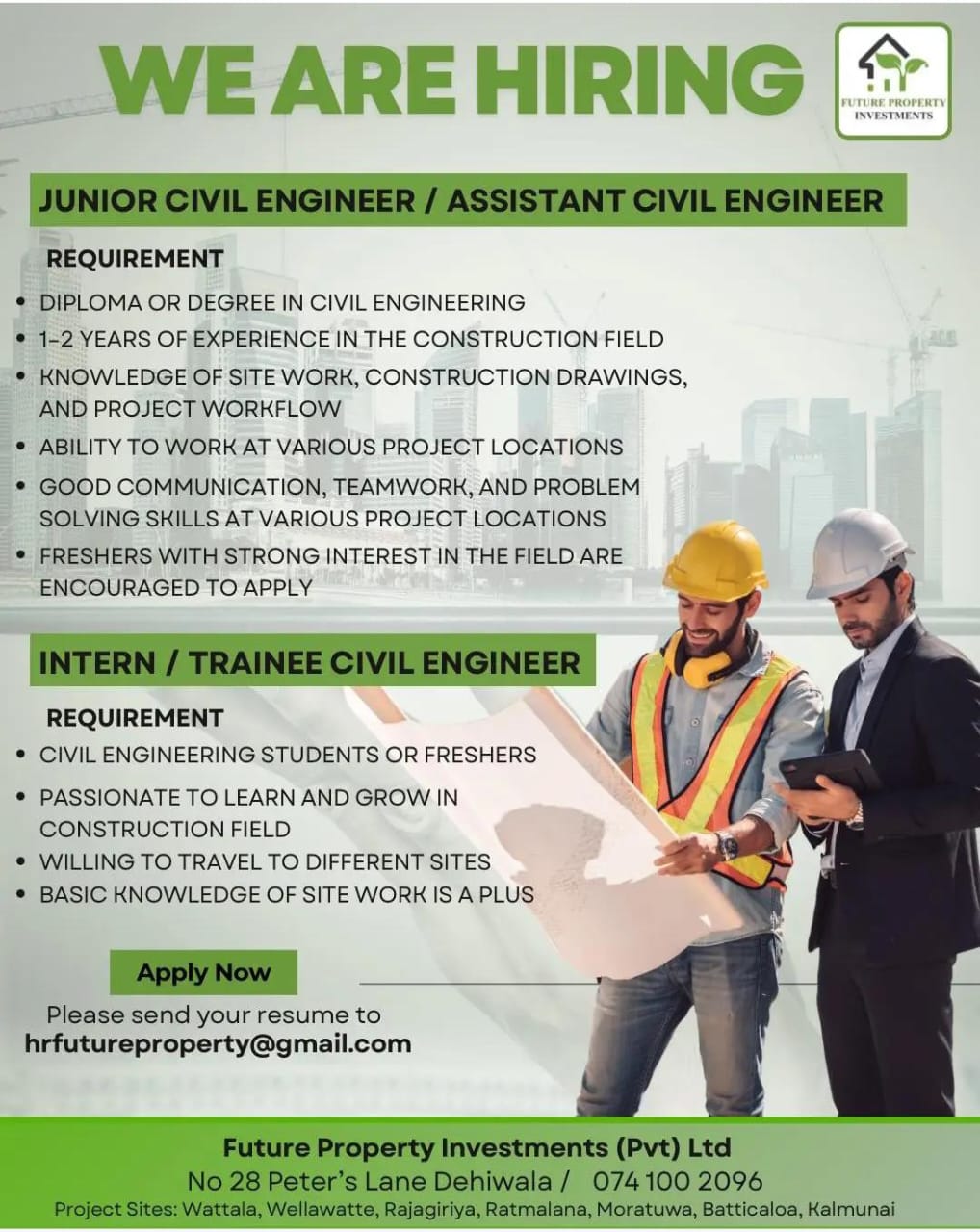 Junior Civil Engineer / Assistant Civil Engineer/ Intern / Trainee ...