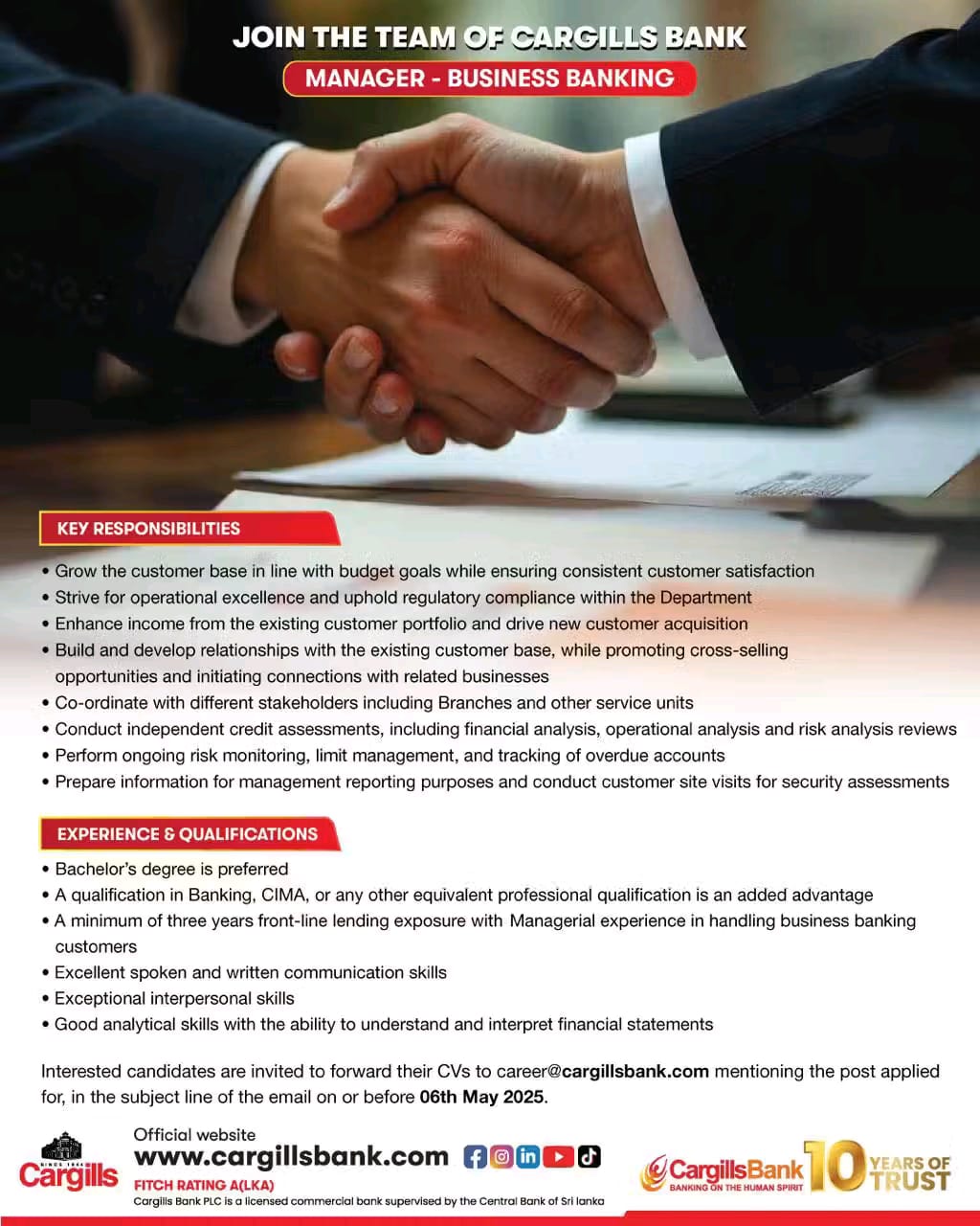 Manager Business Banking - Jobseeker.lk