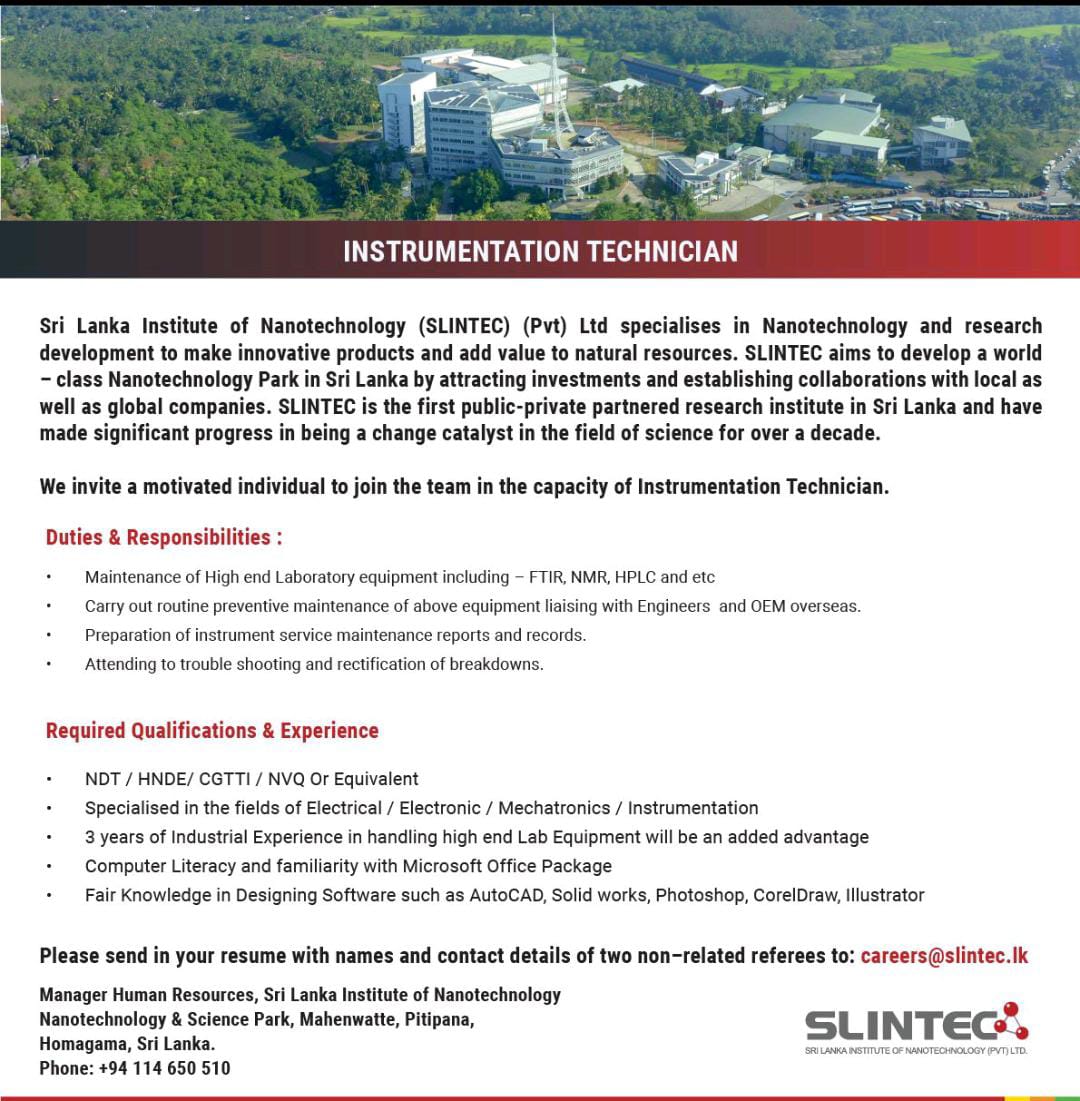 Instrumentation Technician - Jobseeker.lk