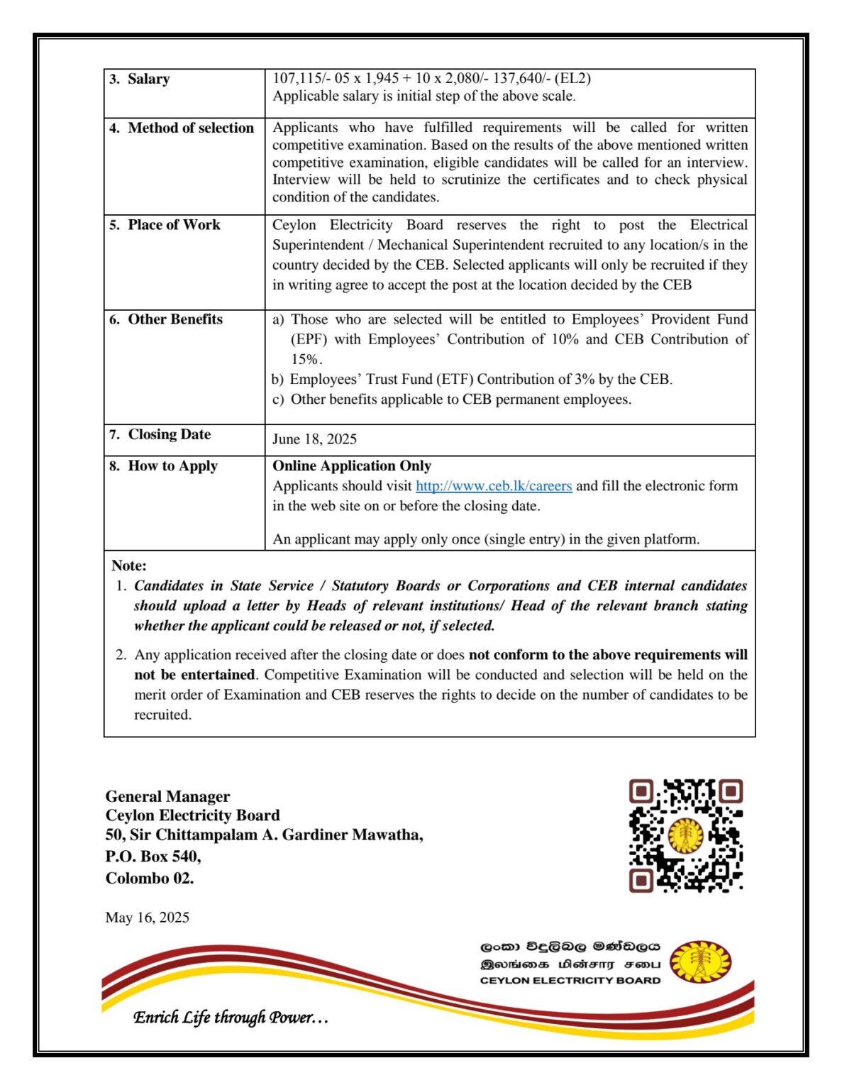 Electrical Superintendent/ Mechanical Superintendent - Jobseeker.lk