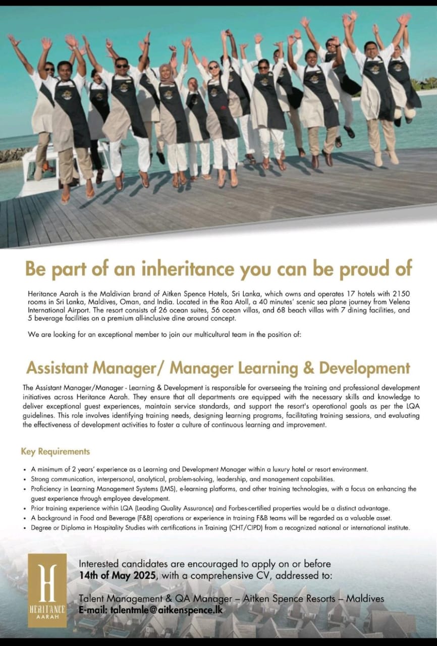 Assistant Manager / Manager Learning & Development - Jobseeker.lk