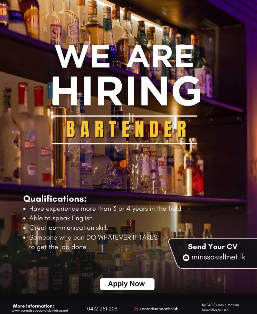 Bartender - Jobseeker.lk