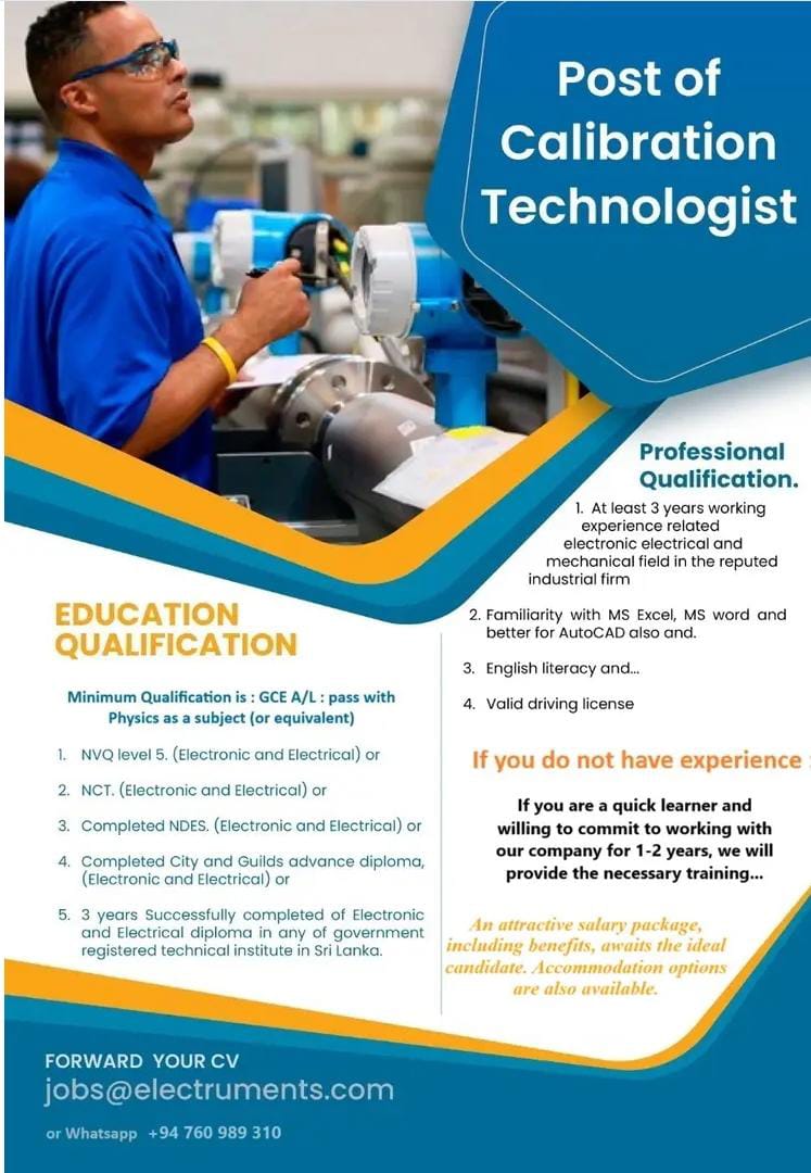 Calibration Technologist - Jobseeker.lk