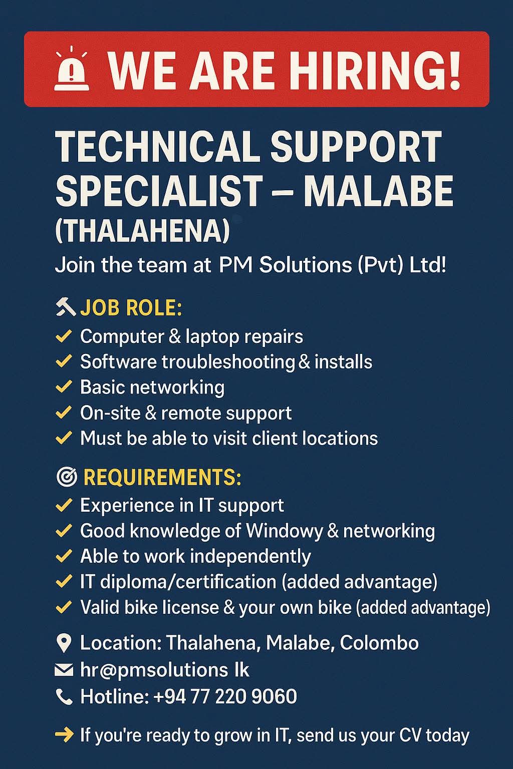 Technical Support Specialist - Jobseeker.lk