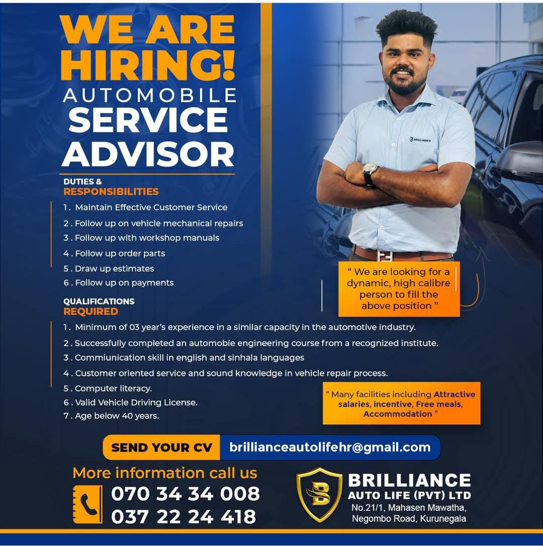 Automobile Service Advisor - Jobseeker.lk