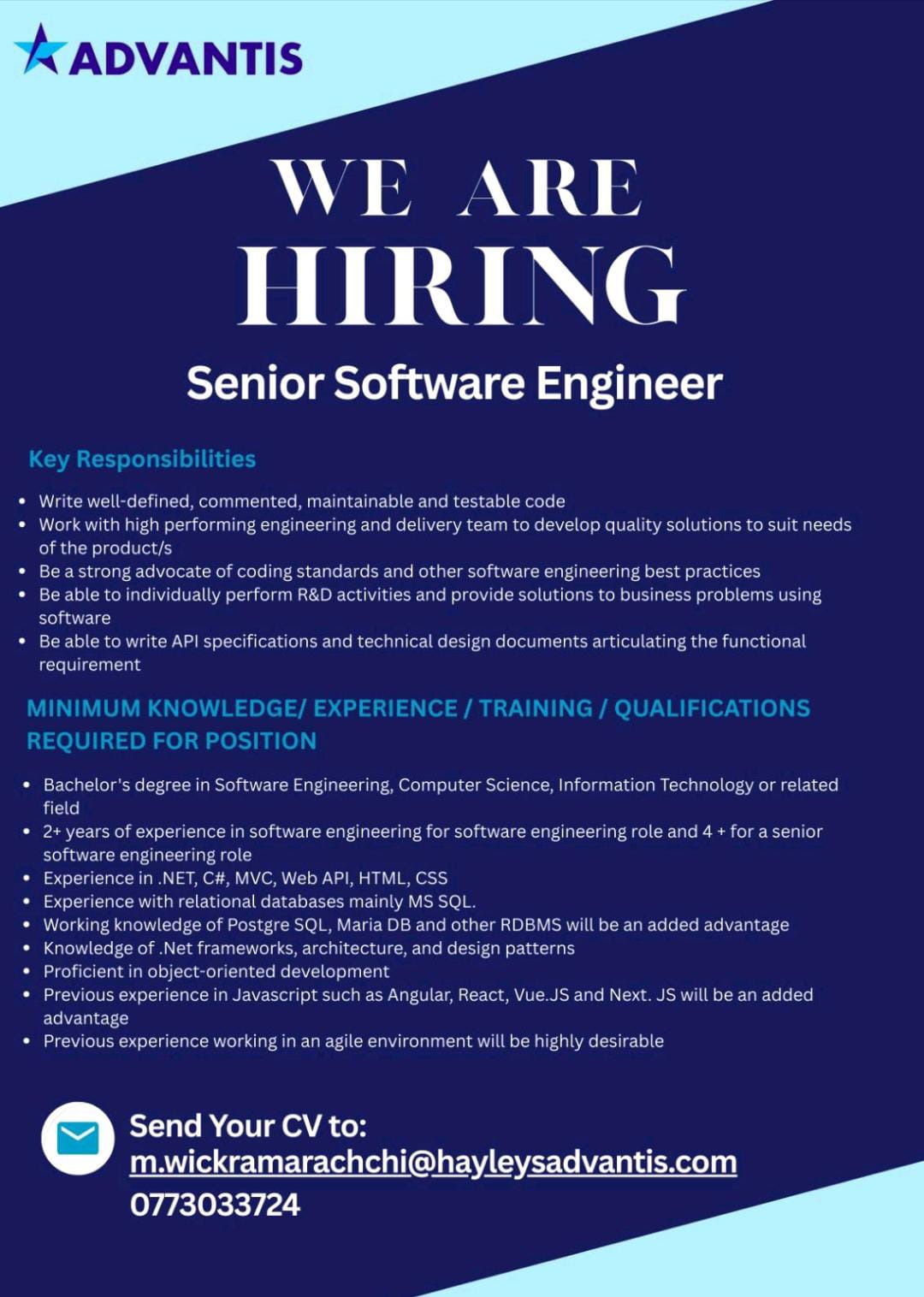Senior Software Engineer - Jobseeker.lk