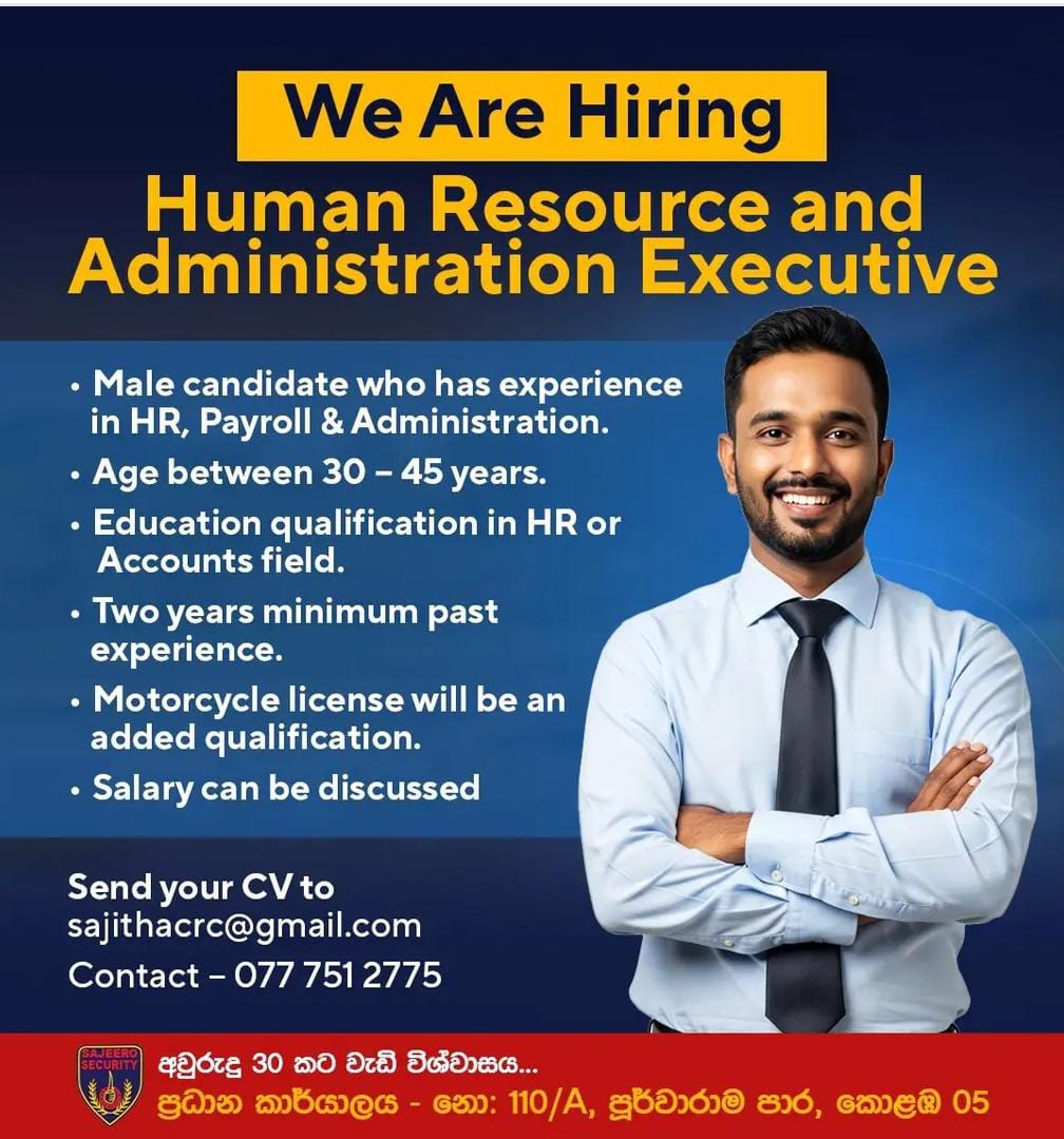 Human Resources and Administrative Executive - Jobseeker.lk