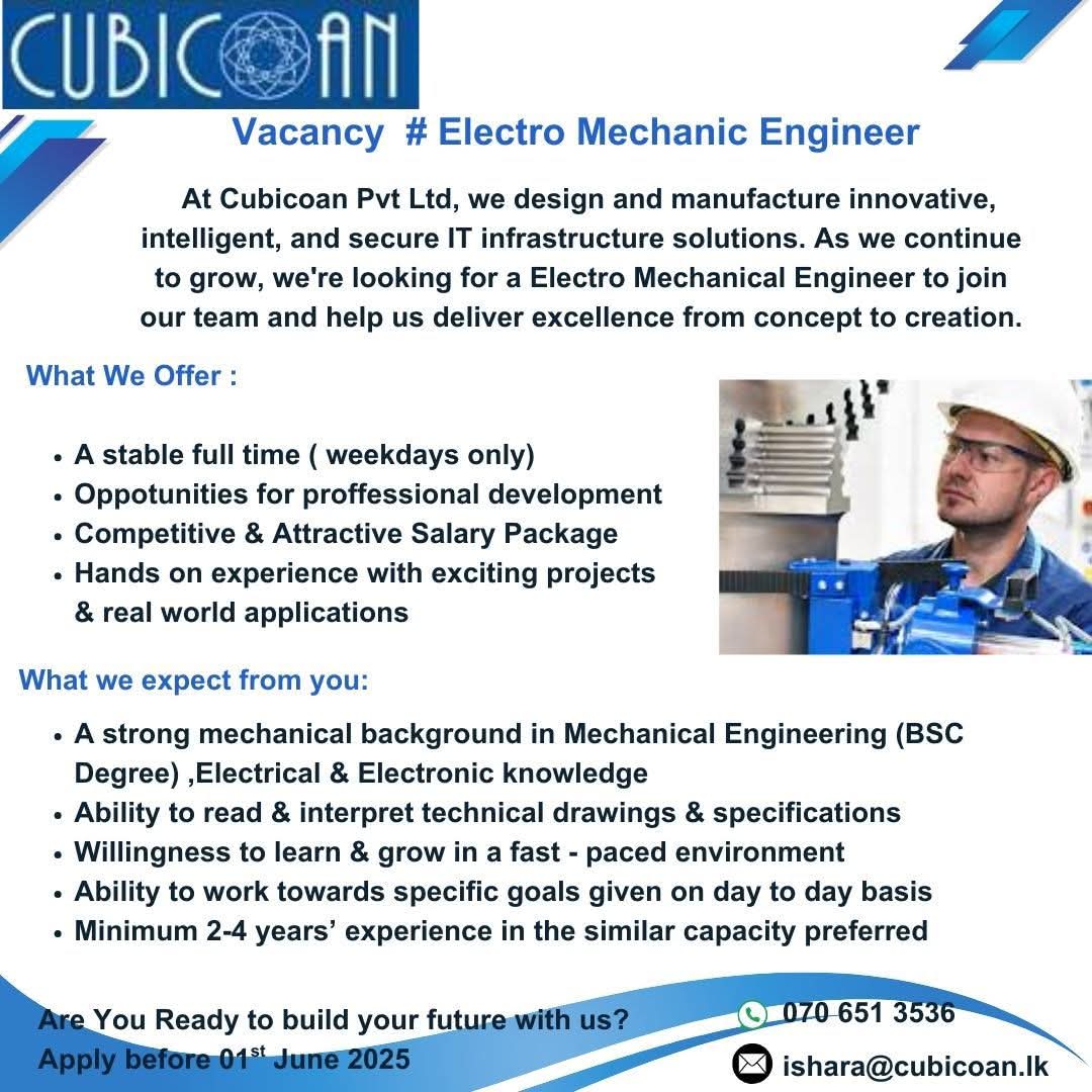 Electro Mechanic Engineer - Jobseeker.lk