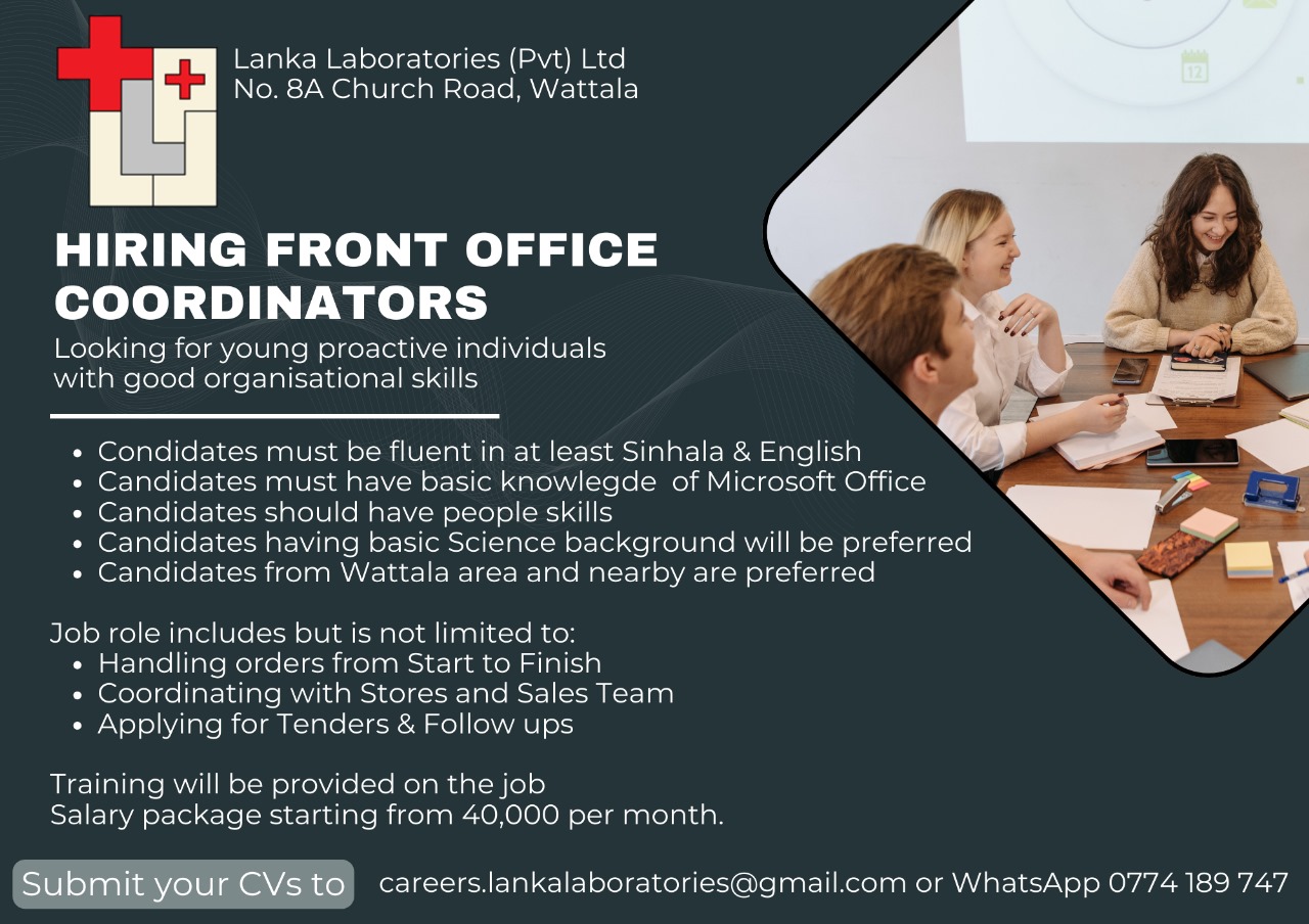 Front Office Coordinator - Jobseeker.lk
