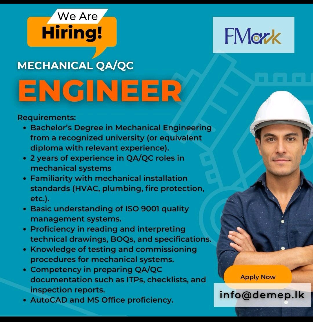 Mechanical QA/ QC Engineer - Jobseeker.lk