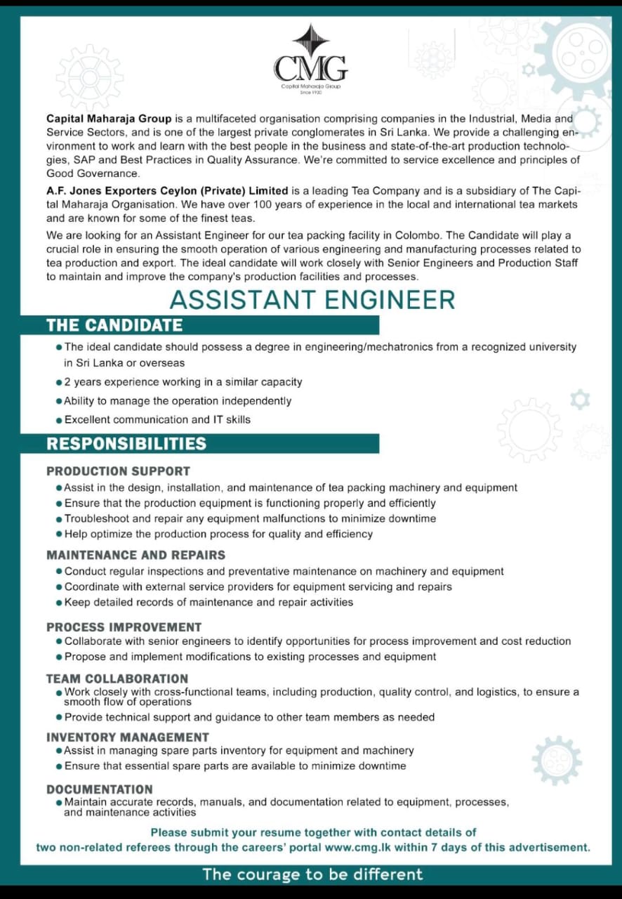Assistant Engineer - Jobseeker.lk