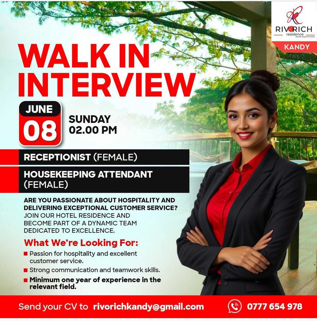 Receptionist / Housekeeping Attendant - Jobseeker.lk