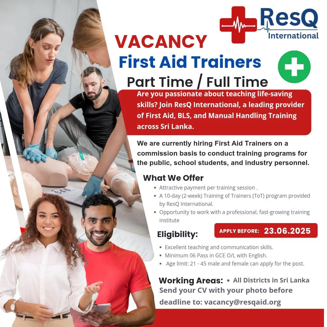 First Aid Trainers - Jobseeker.lk