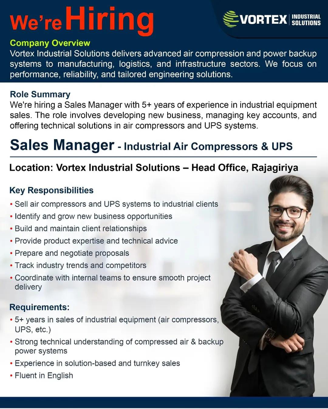 Sales Manager- Air Compressor and UPS - Jobseeker.lk