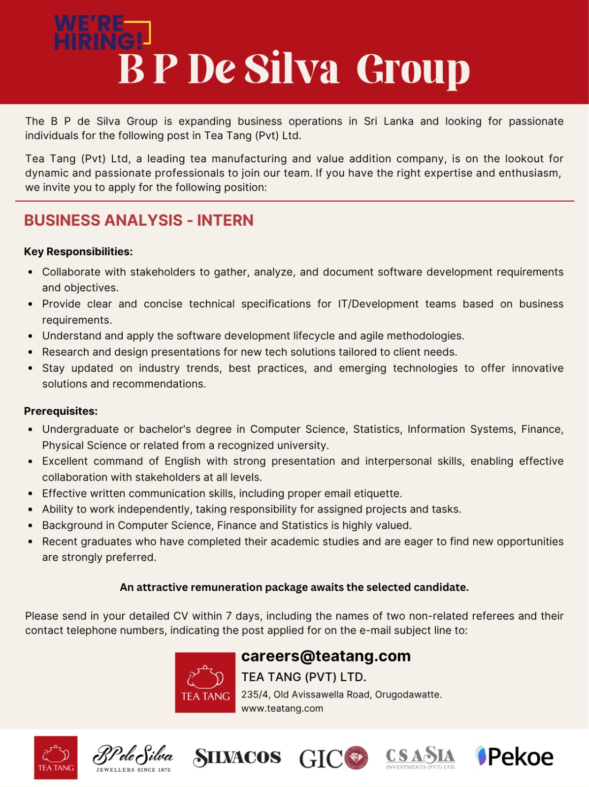 Internship - Business Analysis - Jobseeker.lk