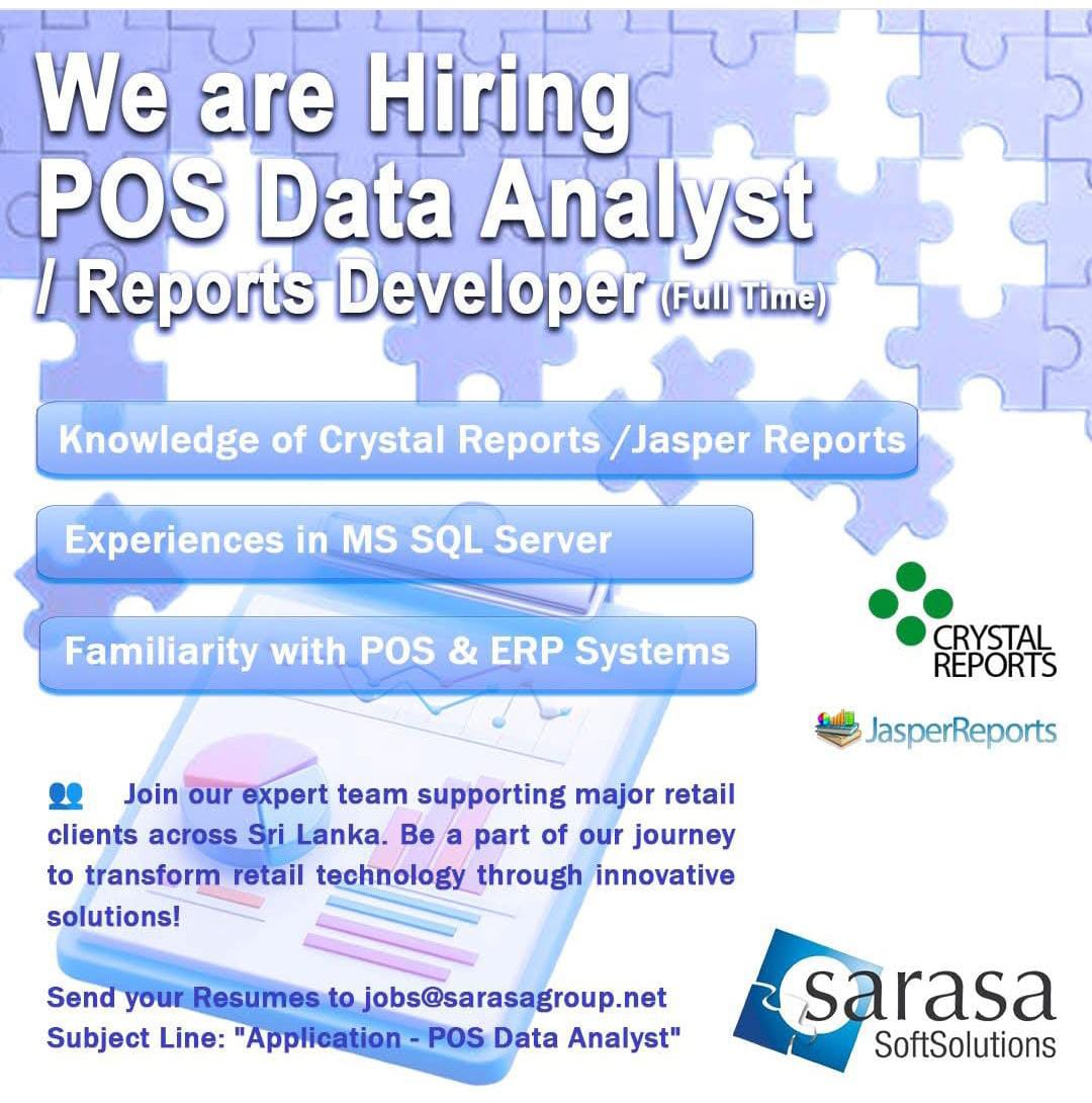 POS Data Analysts / Report Developers - Jobseeker.lk
