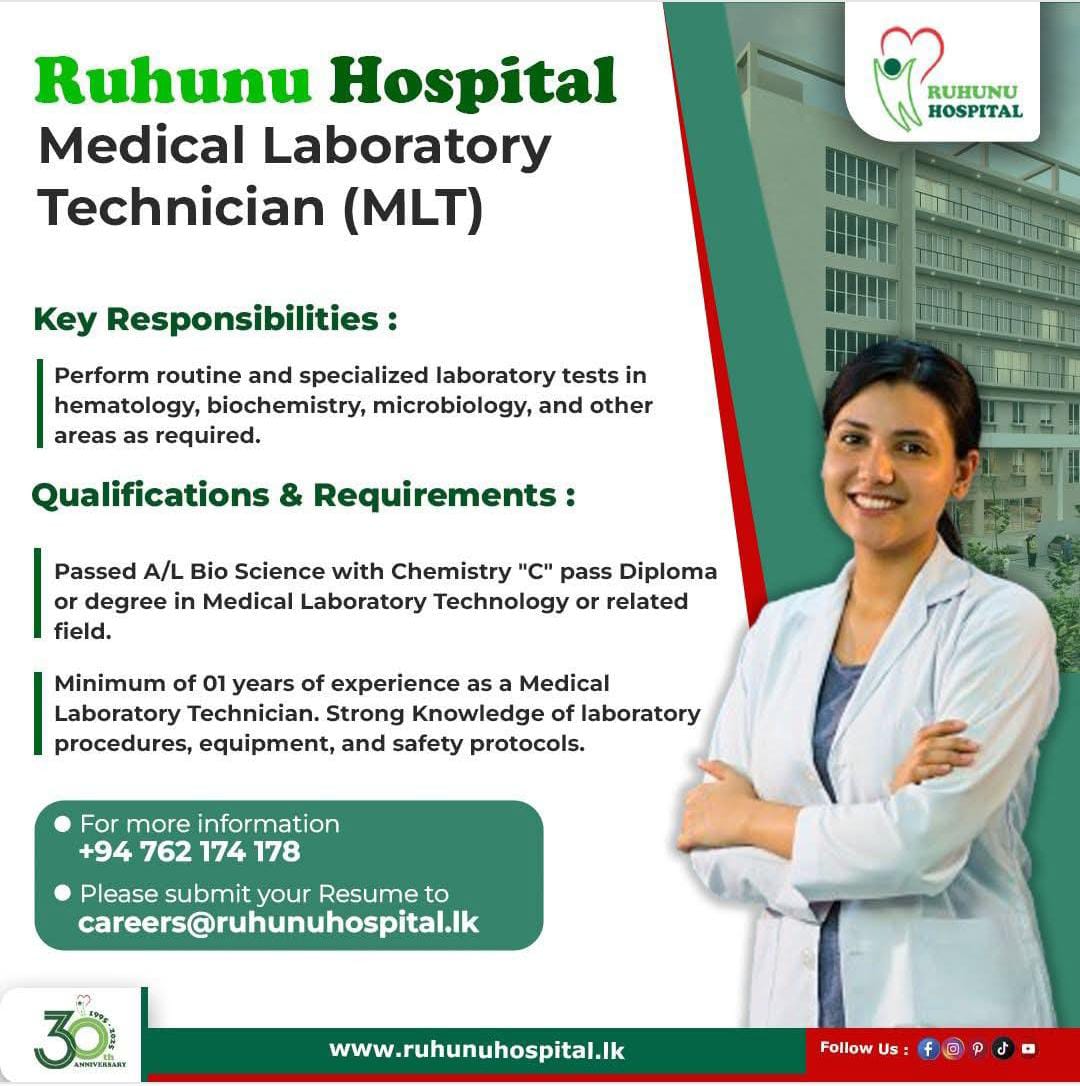 Medical Laboratory Technician (MLT) - Jobseeker.lk