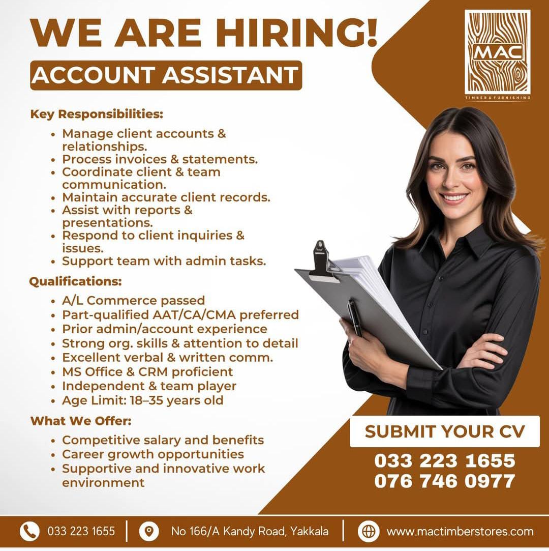 Account Assistant - Jobseeker.lk