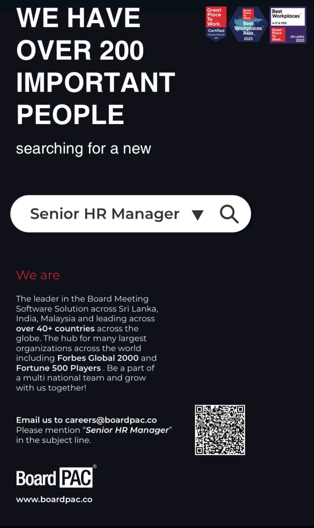 Senior HR manager - Jobseeker.lk