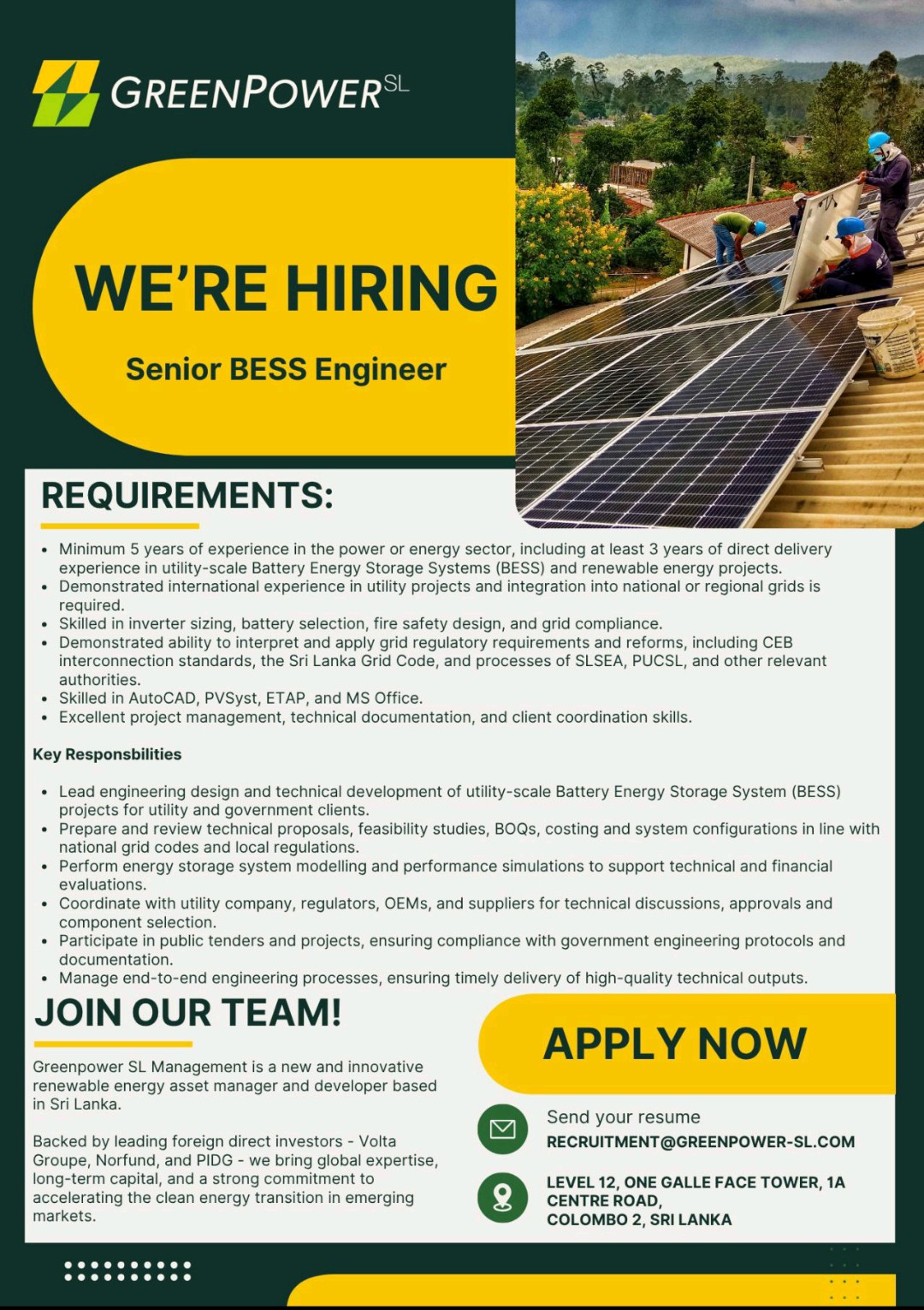 Senior BESS Engineer - Jobseeker.lk