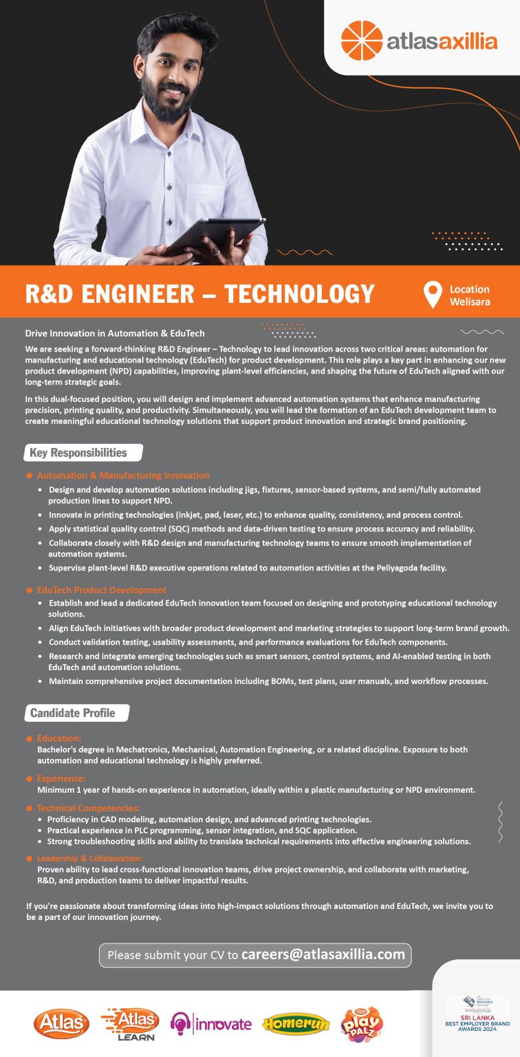 R&D Engineer - Technology - Jobseeker.lk