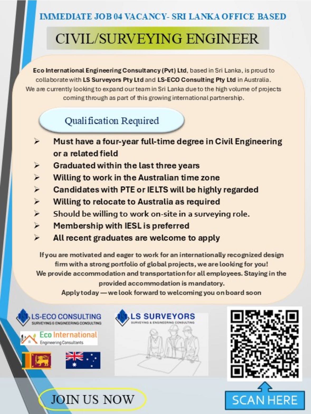 CIVIL ENGINEERS ( Civil/ Surveying & Structural Engineer) - Jobseeker.lk