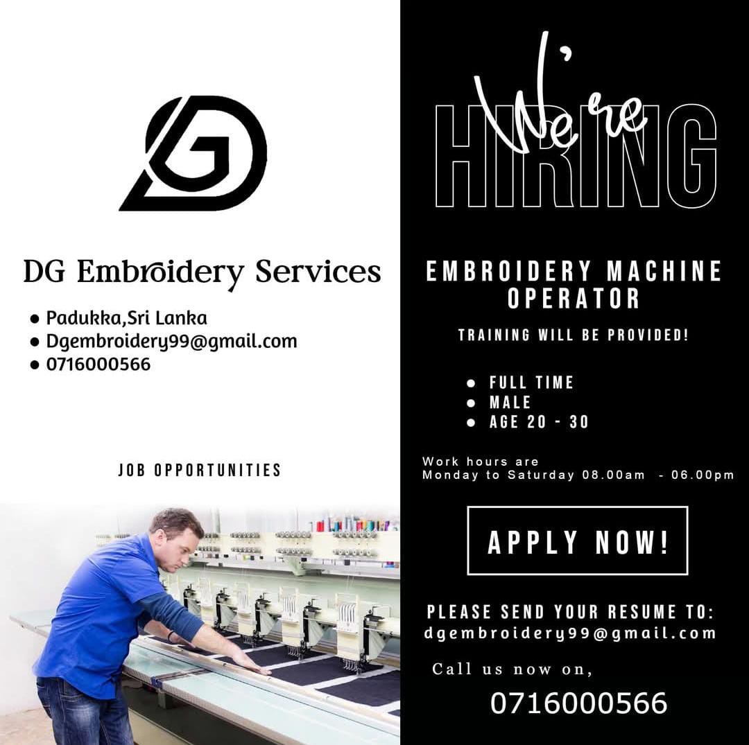 Embroidery Machine Operator - Jobseeker.lk