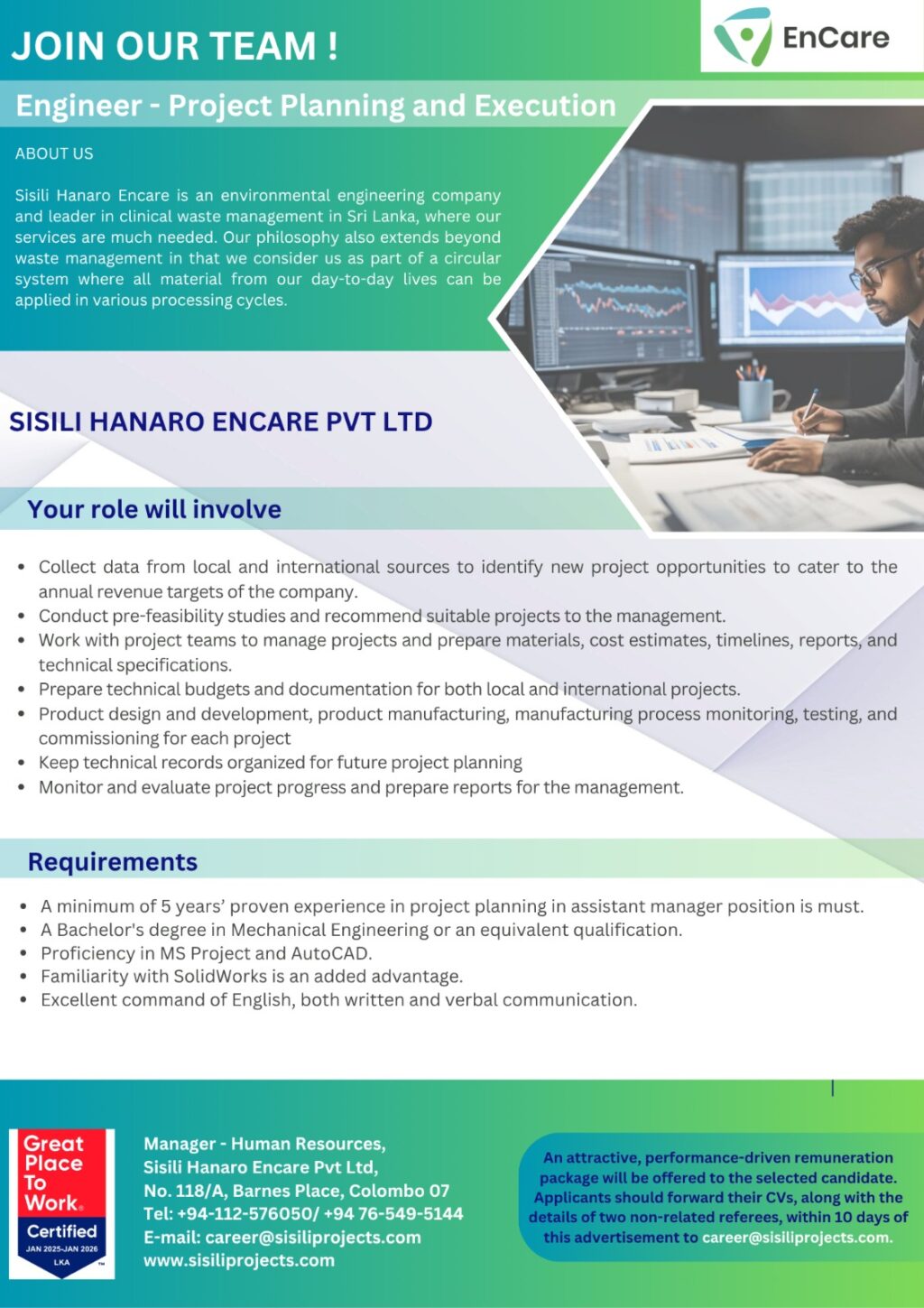 Engineer - Project Planning and Executive - Jobseeker.lk