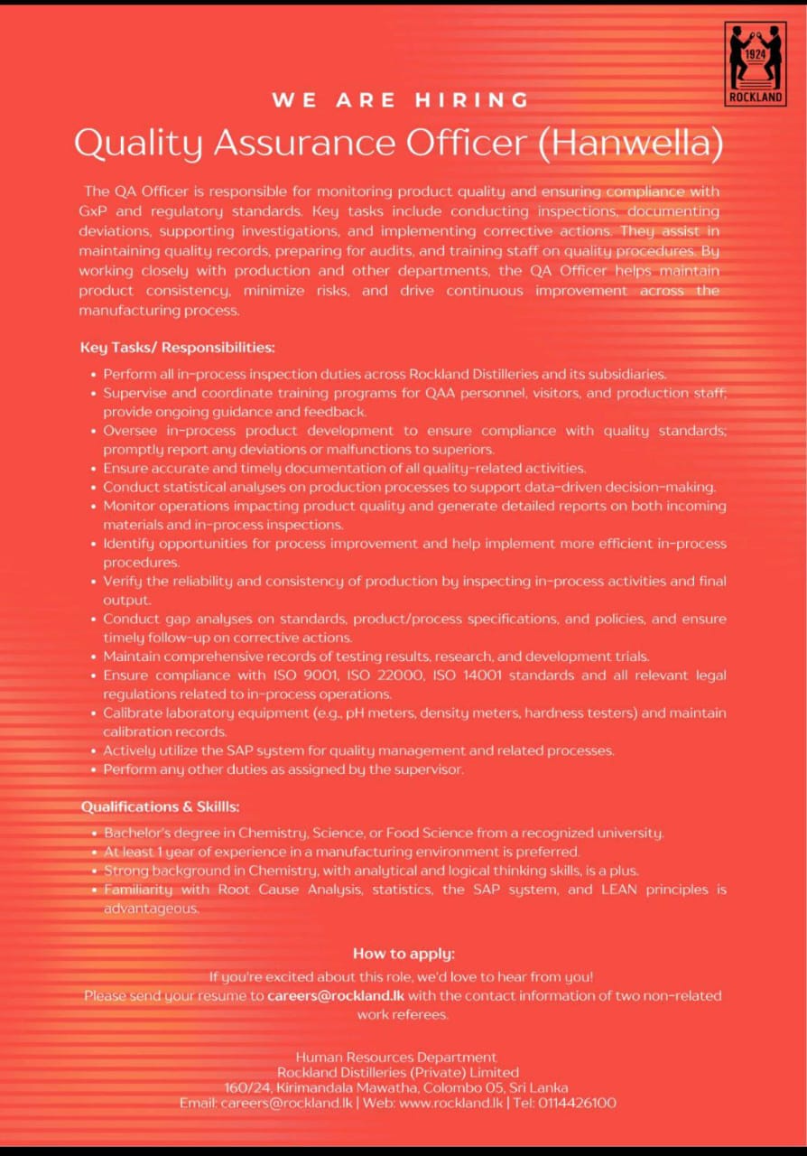 QA Executive / Officer - Jobseeker.lk