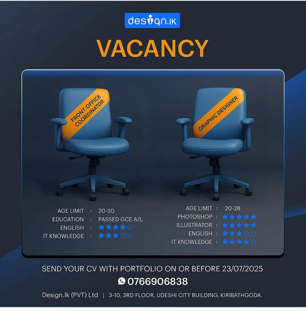 Front Office Coordinator/ Graphic Designer - Jobseeker.lk