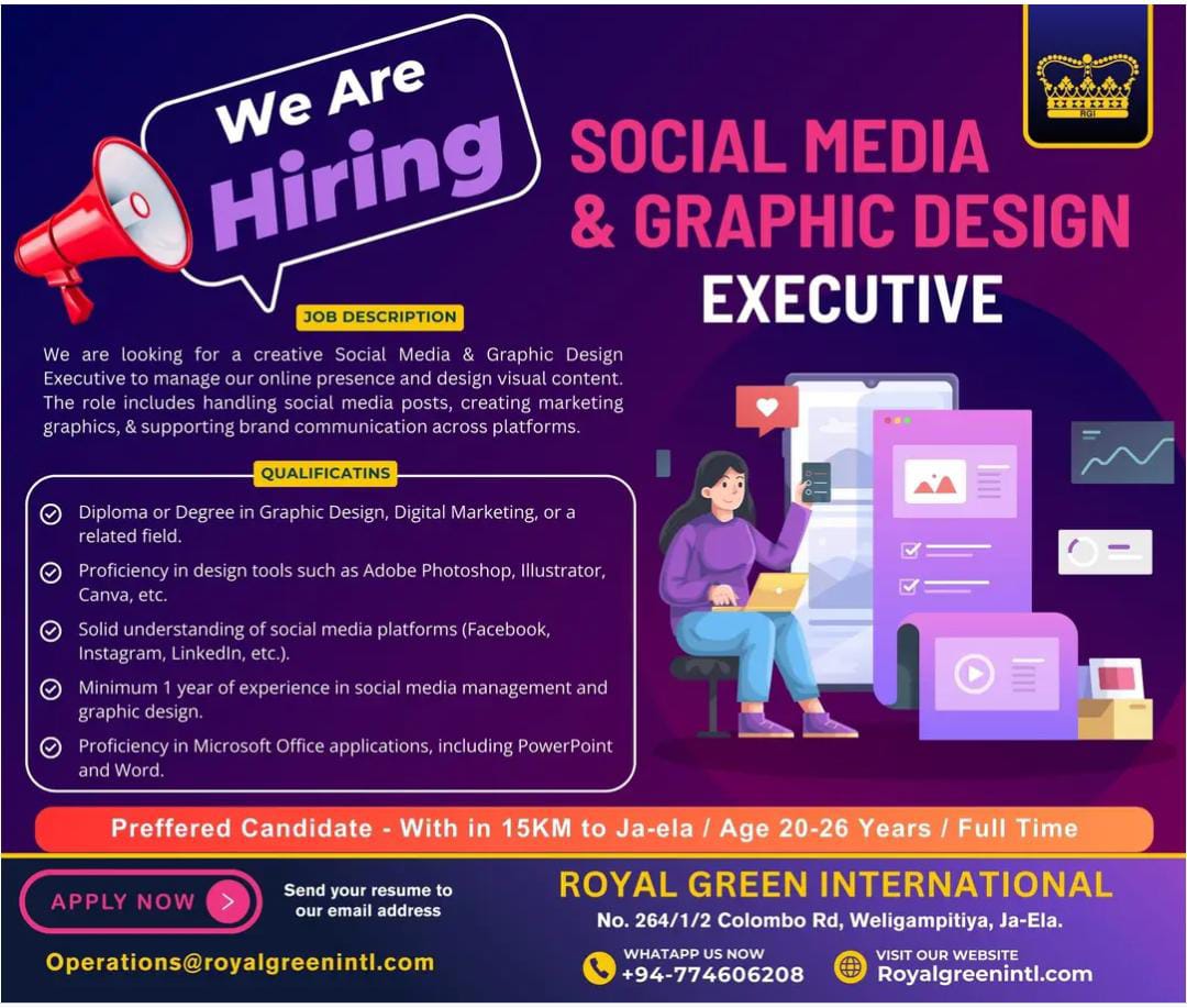Social Media & Graphic Design Executive - Jobseeker.lk