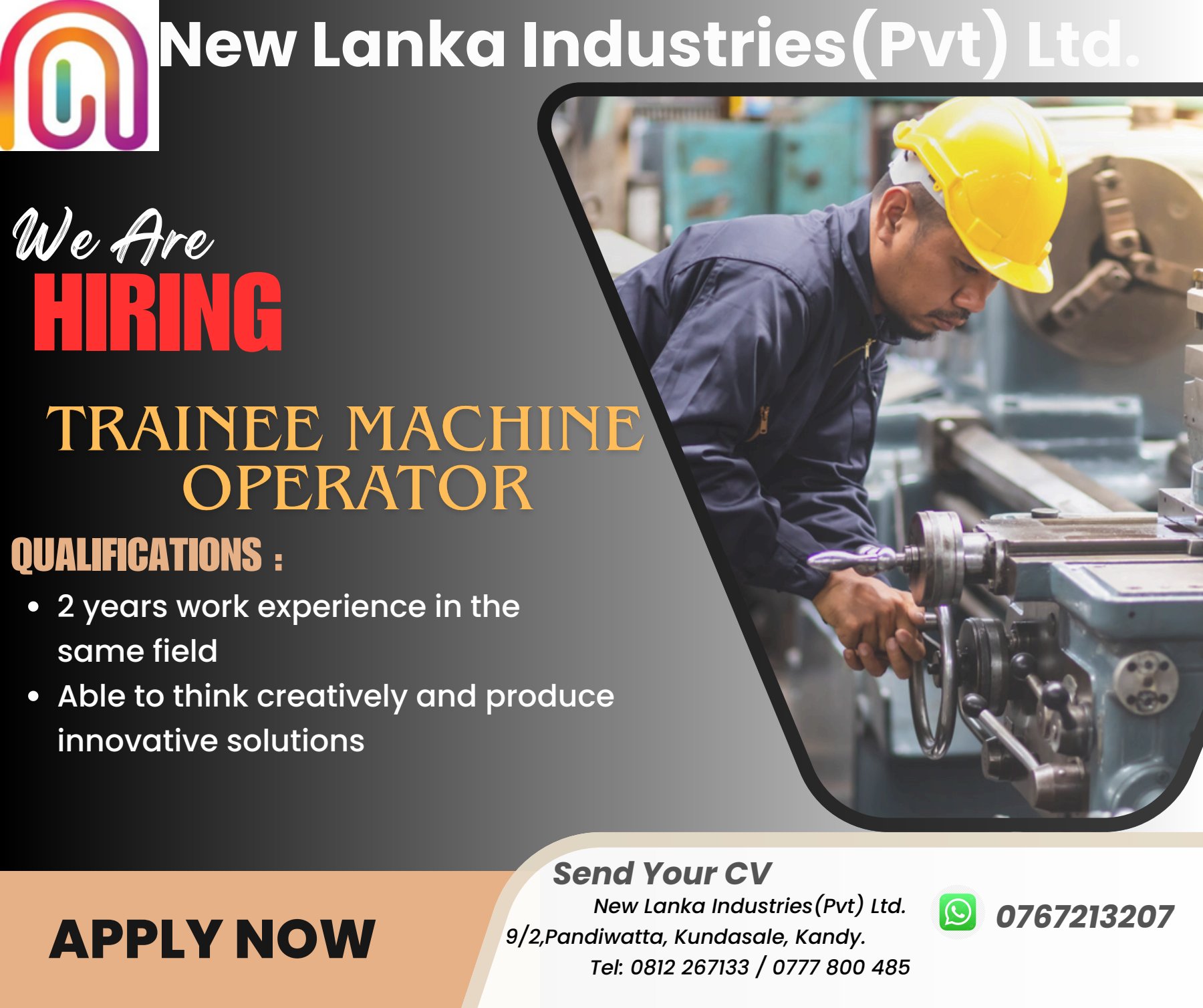 Trainee Machine Operator - Jobseeker.lk