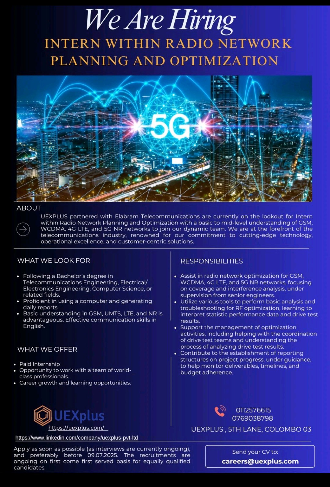 Internship - Radio Network Planning & Optimization - Jobseeker.lk