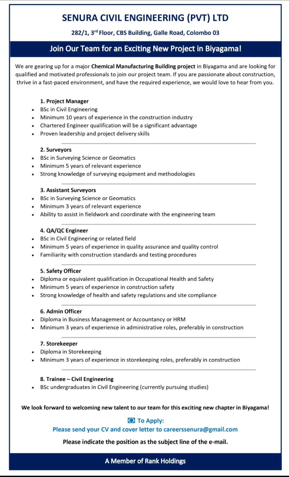 Quantity Surveyor Archives - Jobseeker.lk