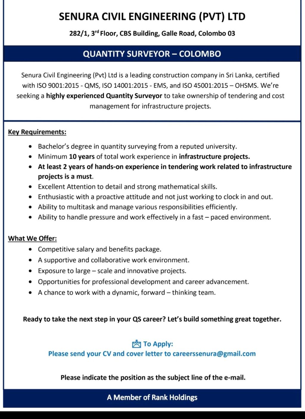 Quantity Surveyor Archives - Jobseeker.lk