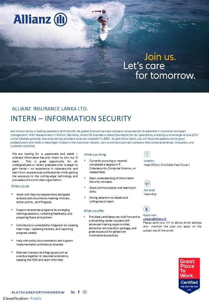 Internship - Information Security - Jobseeker.lk