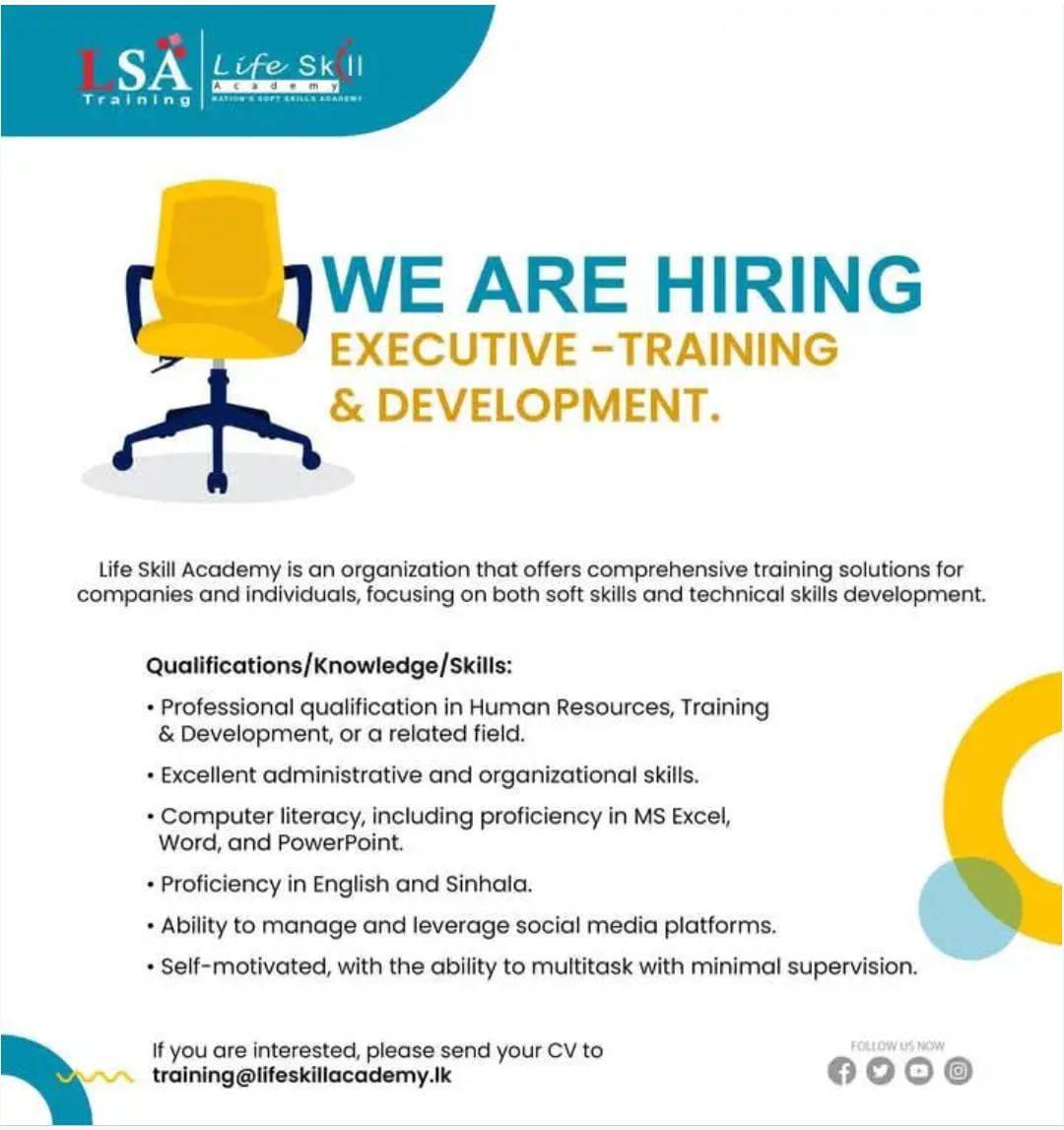 Executive - Training and Development - Jobseeker.lk