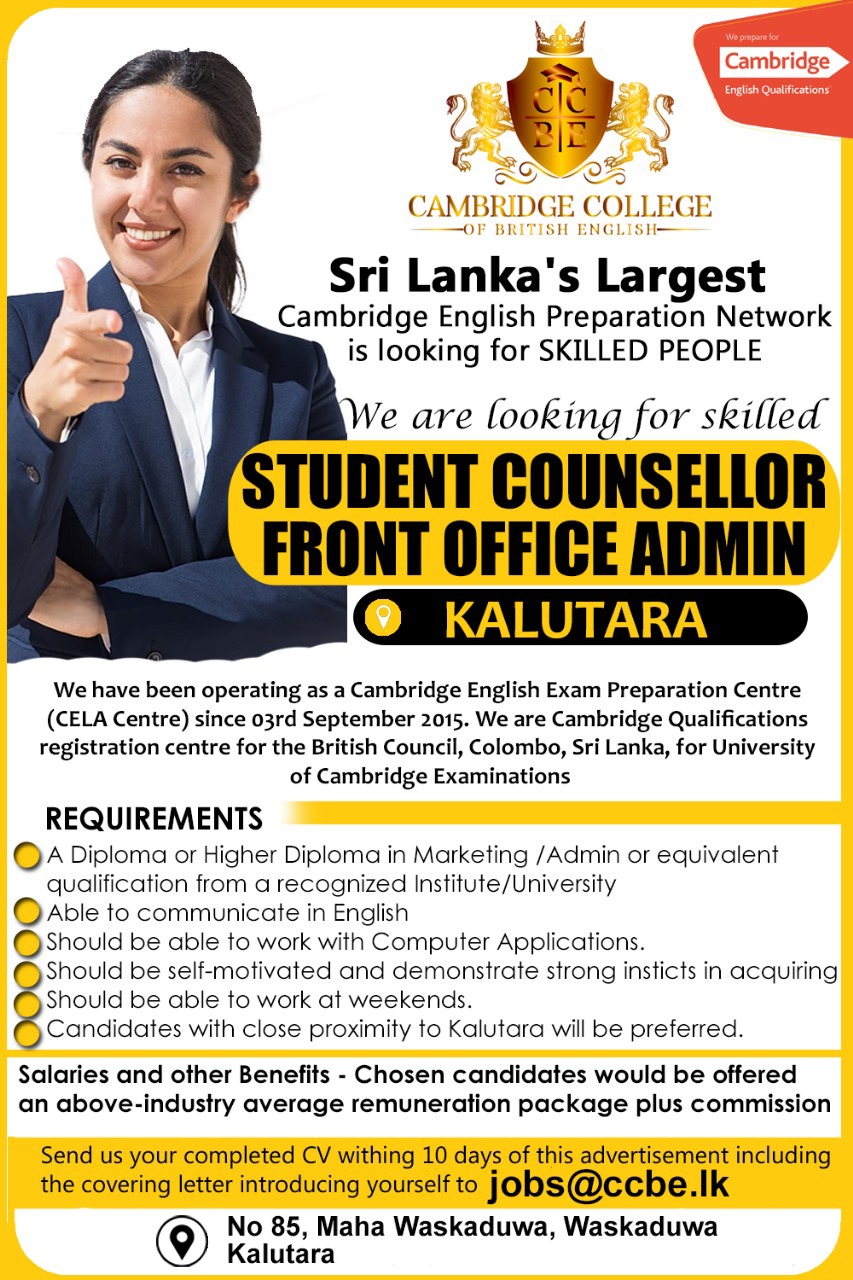 Student Counselor/ Front Office Admin - Jobseeker.lk