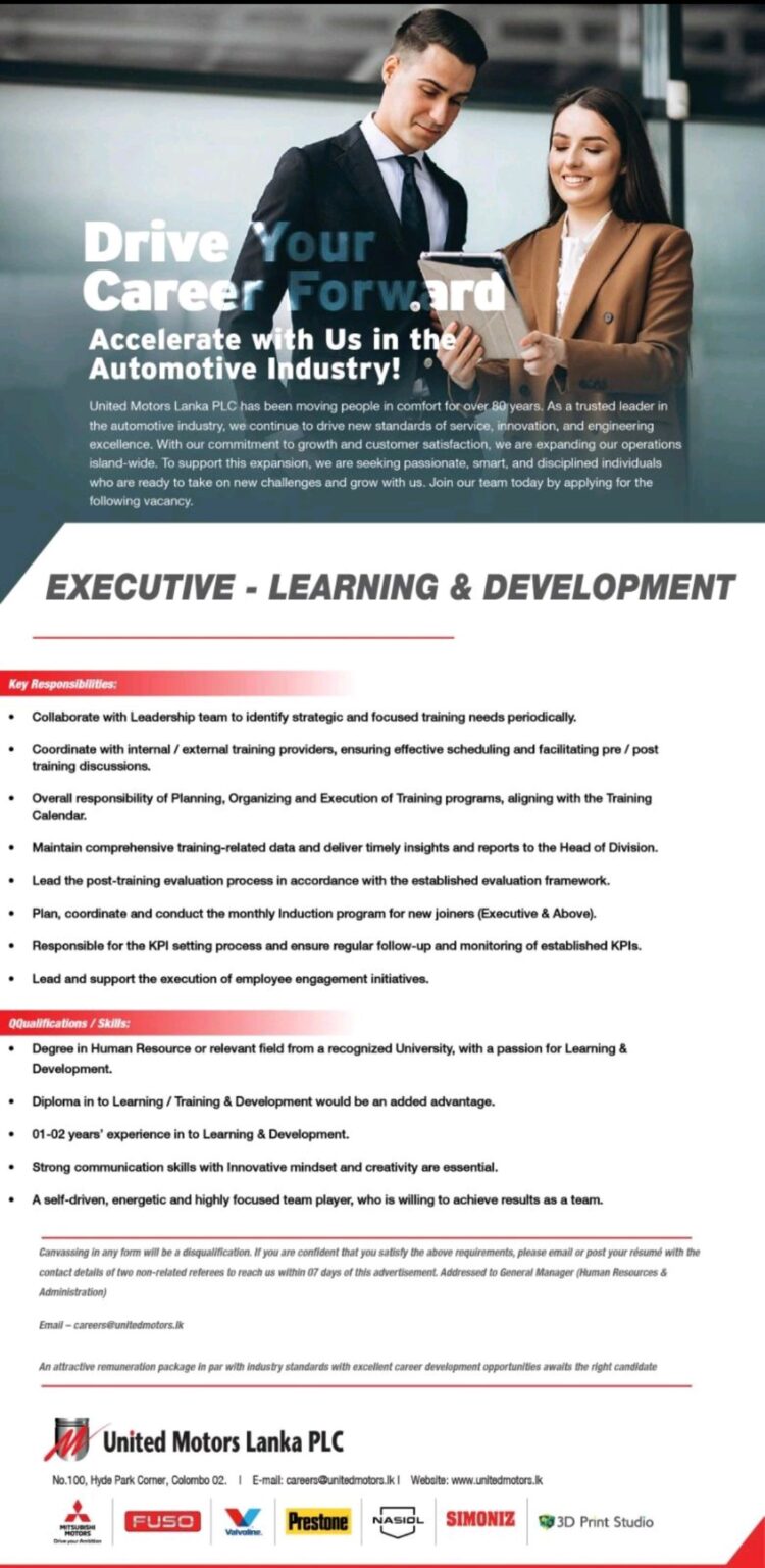 Executive - Learning and Development - Jobseeker.lk
