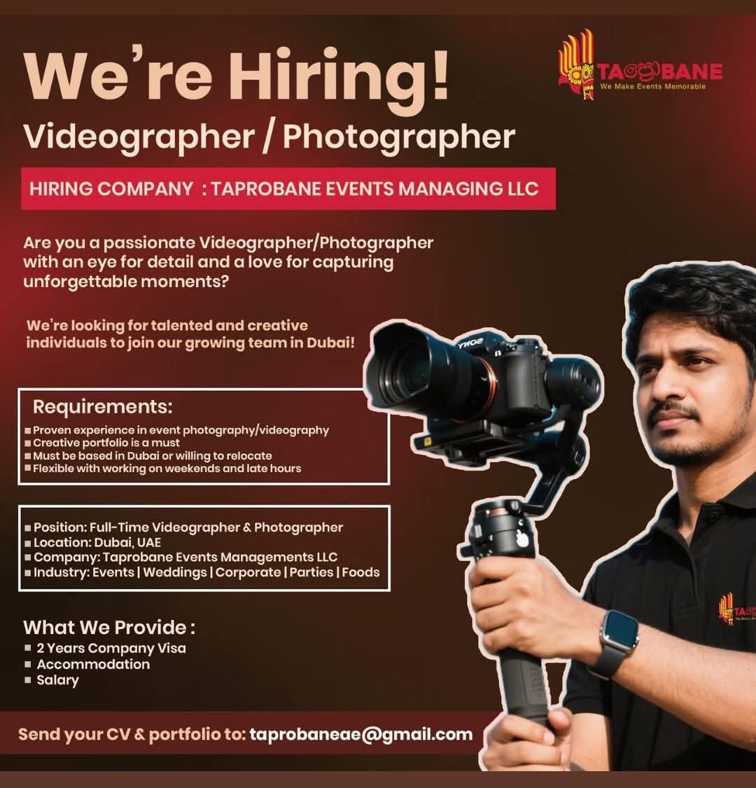Videographer/ Photographer - Jobseeker.lk