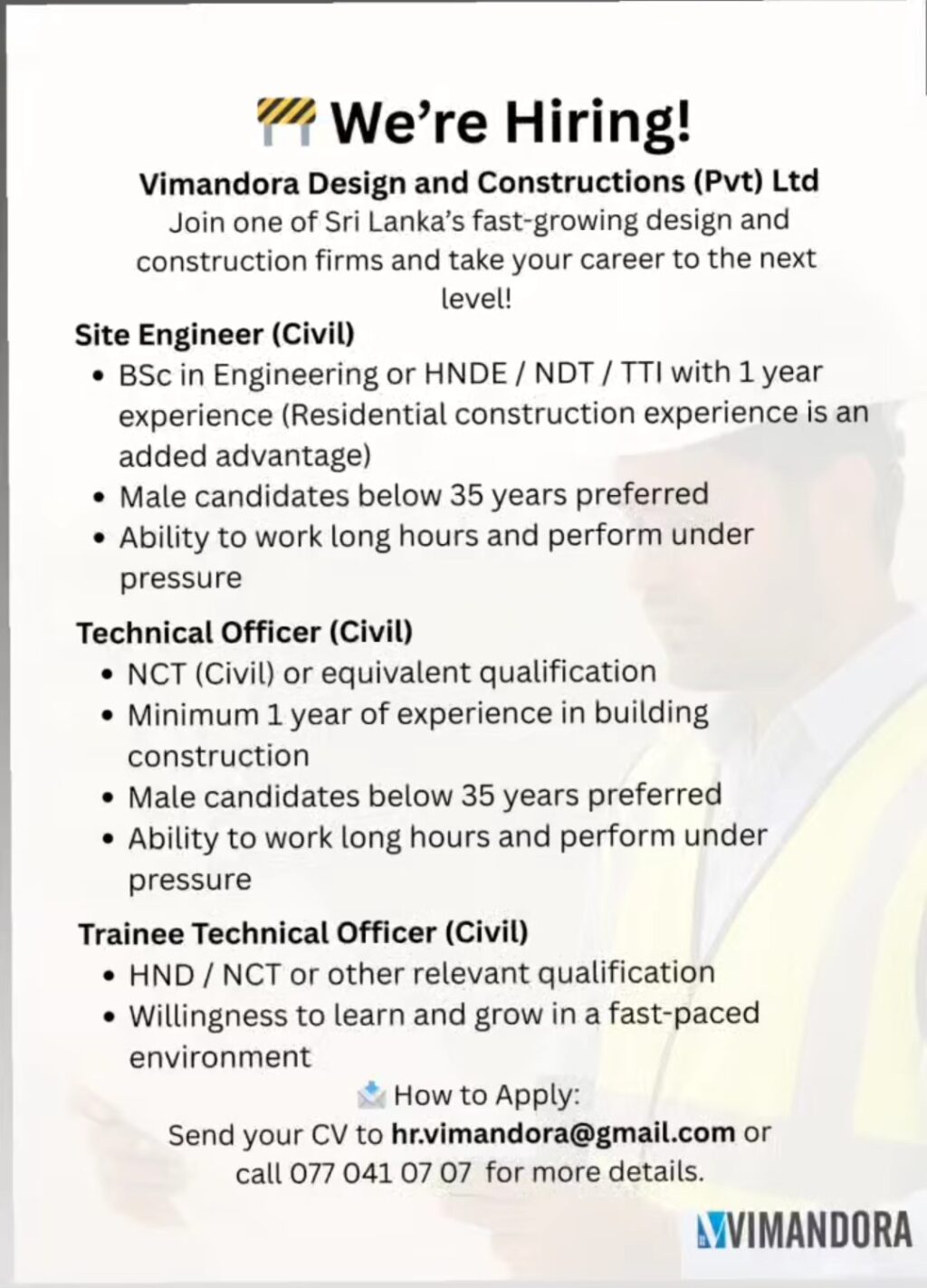 Civil Engineering - Site Engineer / Technical Officer/ Trainee ...