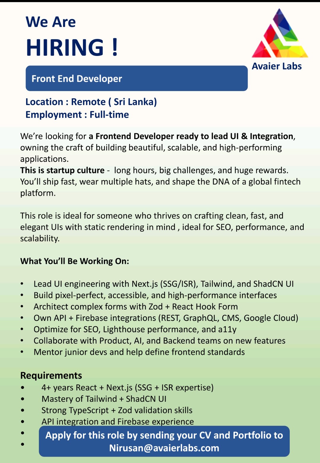 Front End Developer - Jobseeker.lk