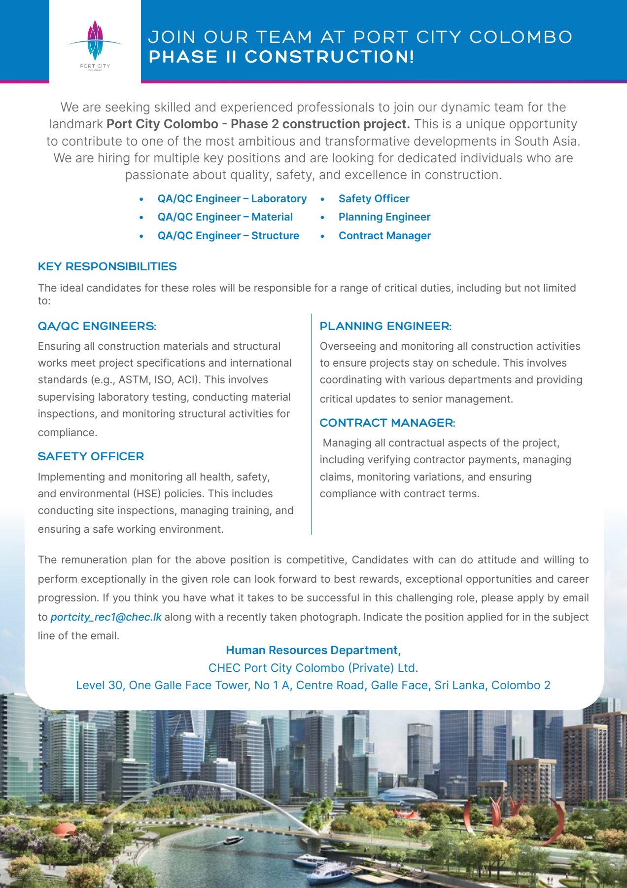 QA / QC Engineer/ Safety Officer/ Planning Engineer/ Contract Manager ...