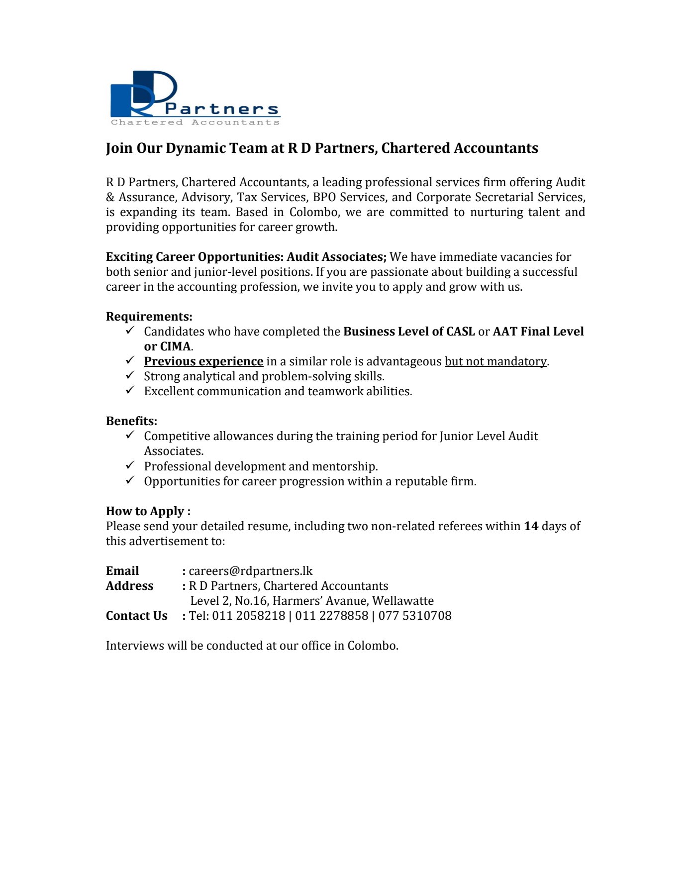 Audit Associate - Jobseeker.lk