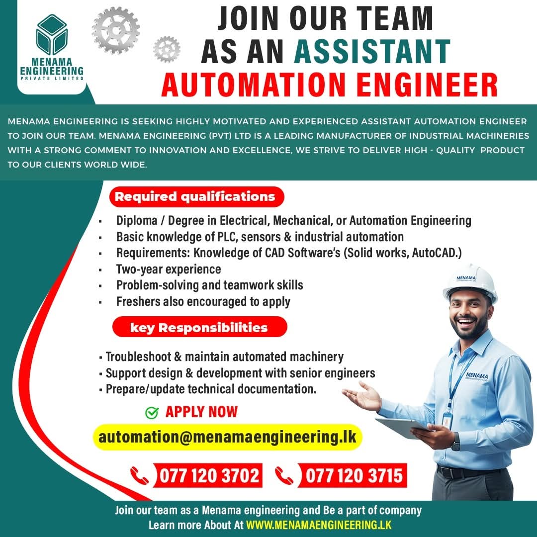 Assistant Automation Engineer - Jobseeker.lk
