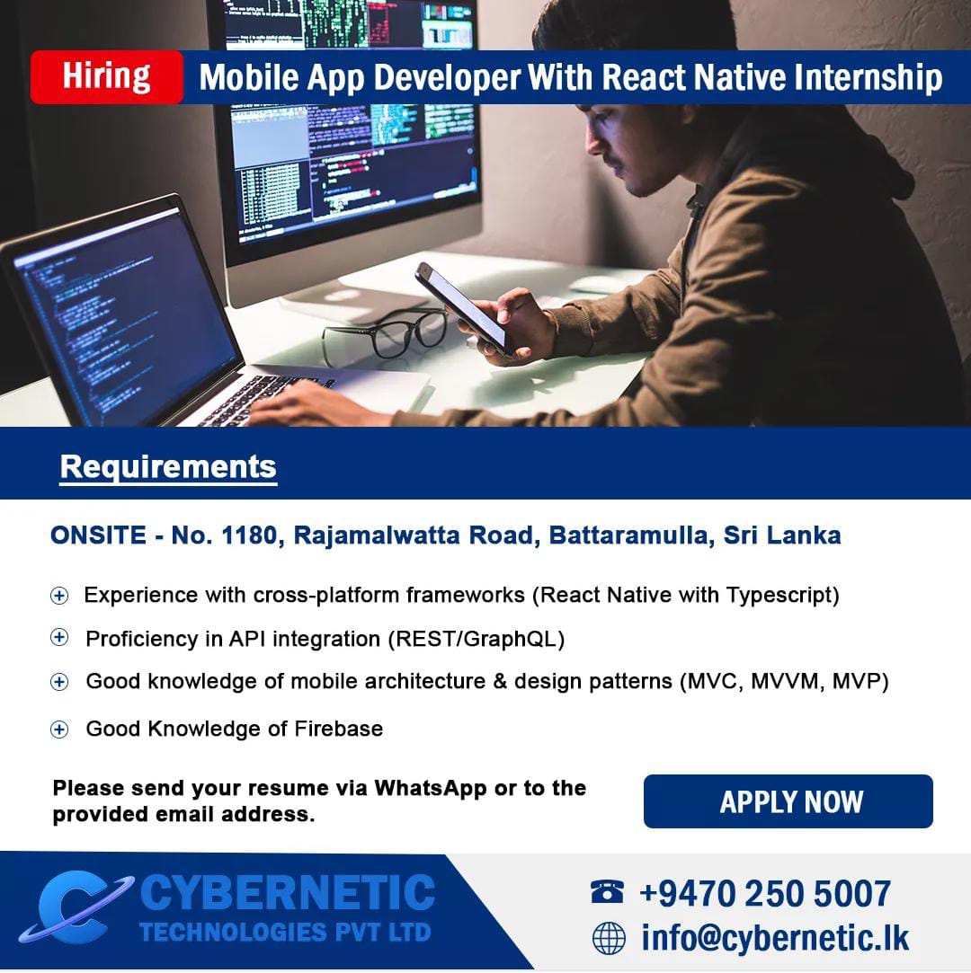 Mobile App Developer with React Native Internship - Jobseeker.lk