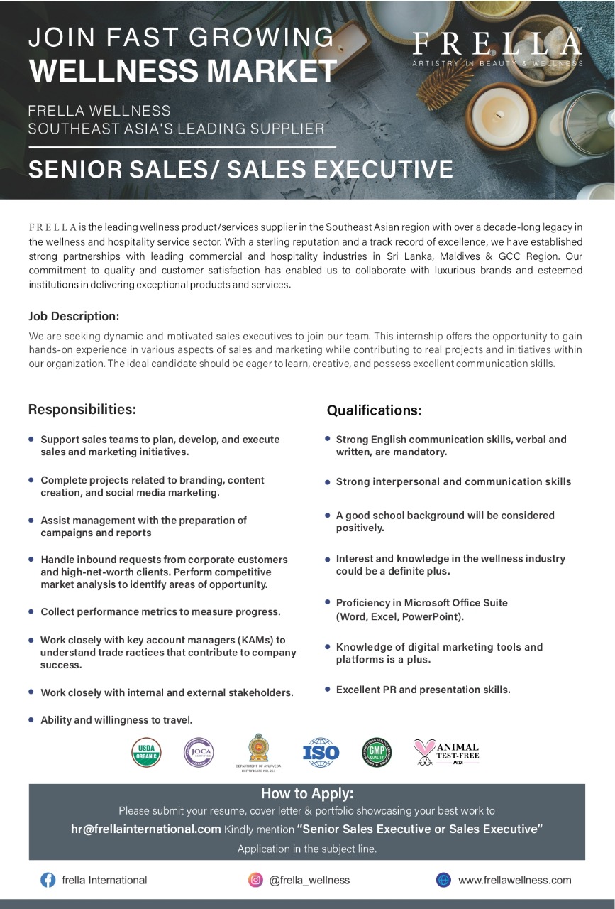 Senior Sales / Sales Executive - Jobseeker.lk