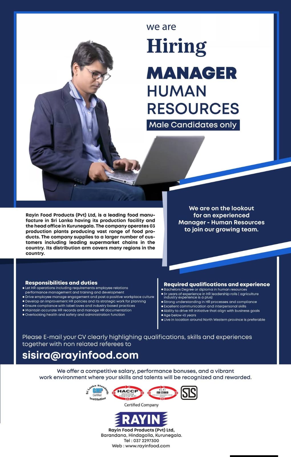 Manager - Human Resources - Jobseeker.lk